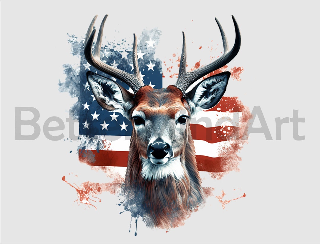 American Distress Flag Deer #02 Sublimation Designs T-shirt, Deer Png ...