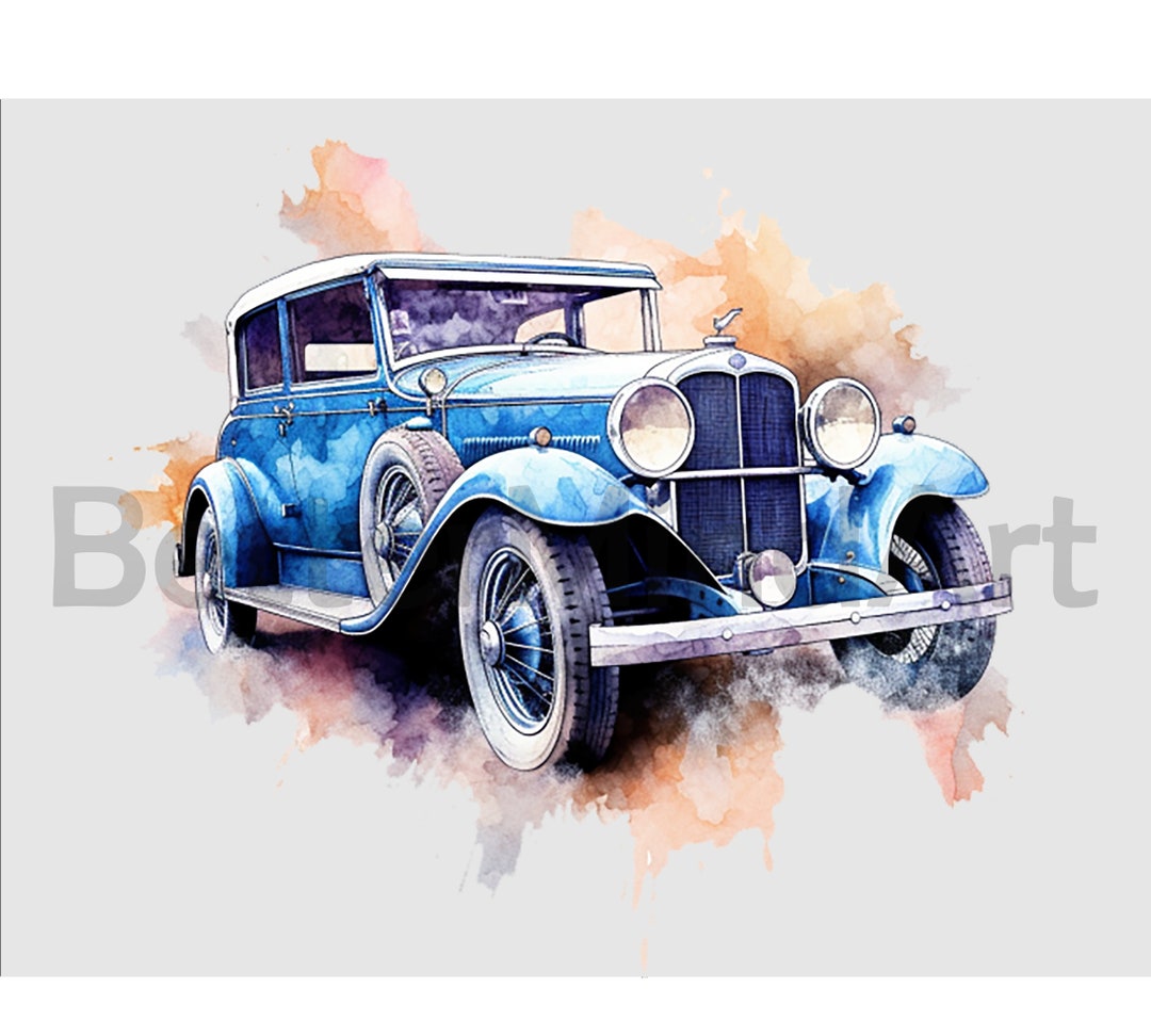 Watercolor Classic Car #2 Sublimation Designs - Vintage Car PNG ...