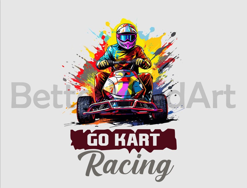 Colorful Go Kart Racing Champion PNG , Sublimation Designs, Digital ...