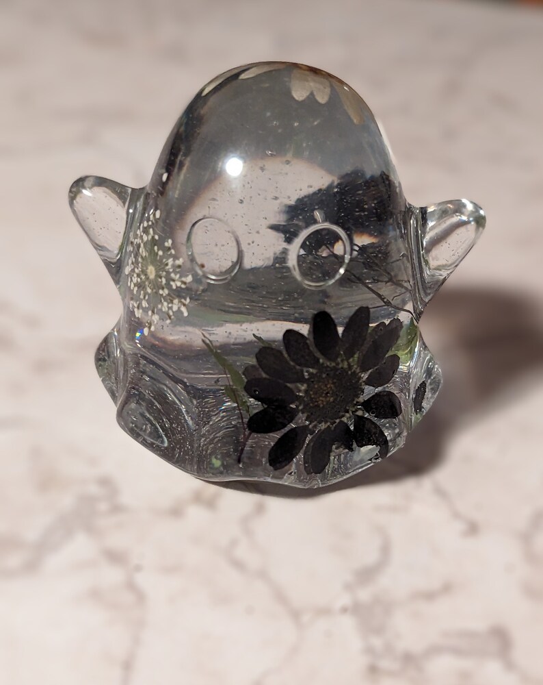 Resin Ghost Figurine With Real Pressed Flowers, Spooky Decor, Halloween ...