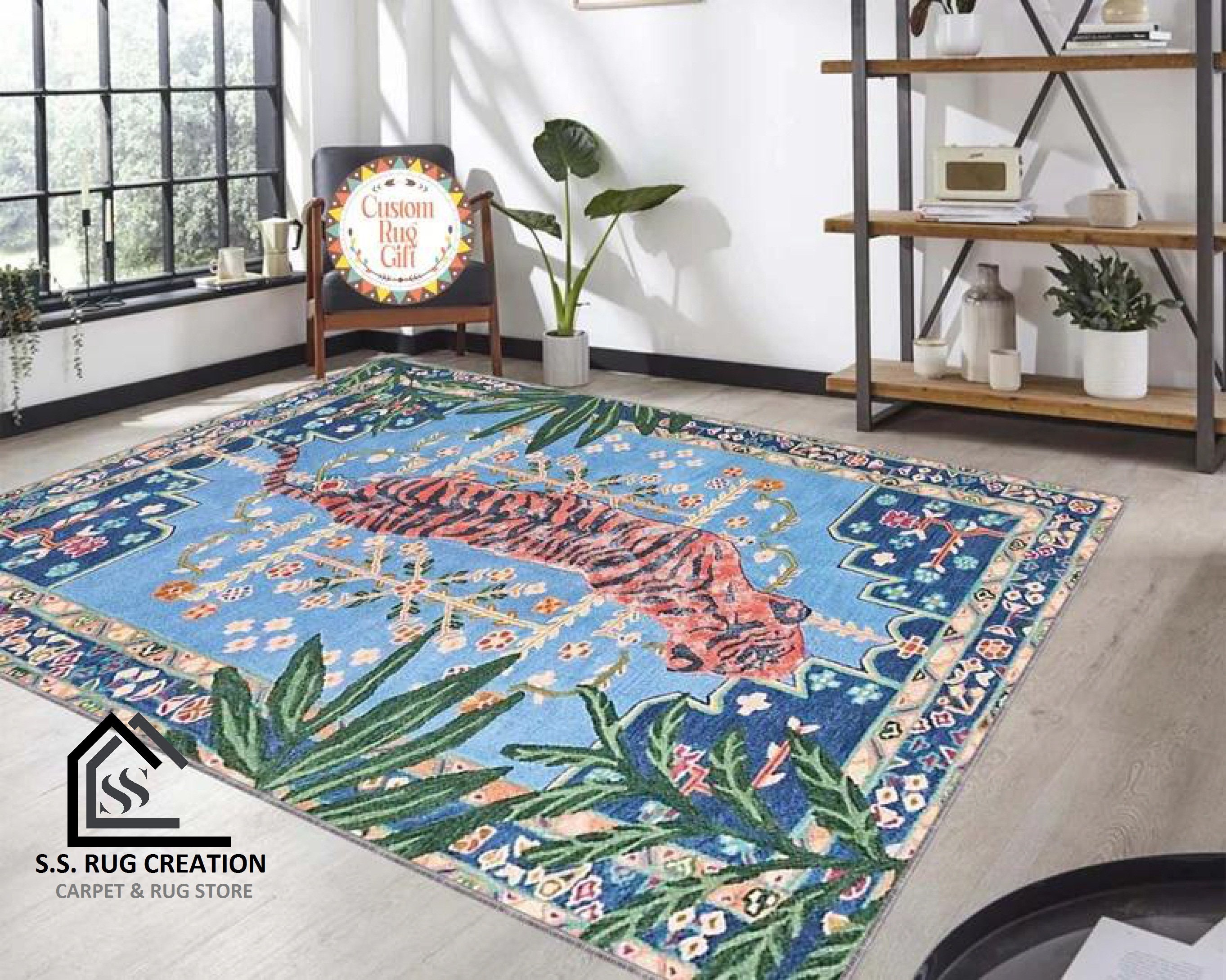 Bengal Tiger Luxury Handmade Tufted Rugs Aesthetic Woolen Colorful ...