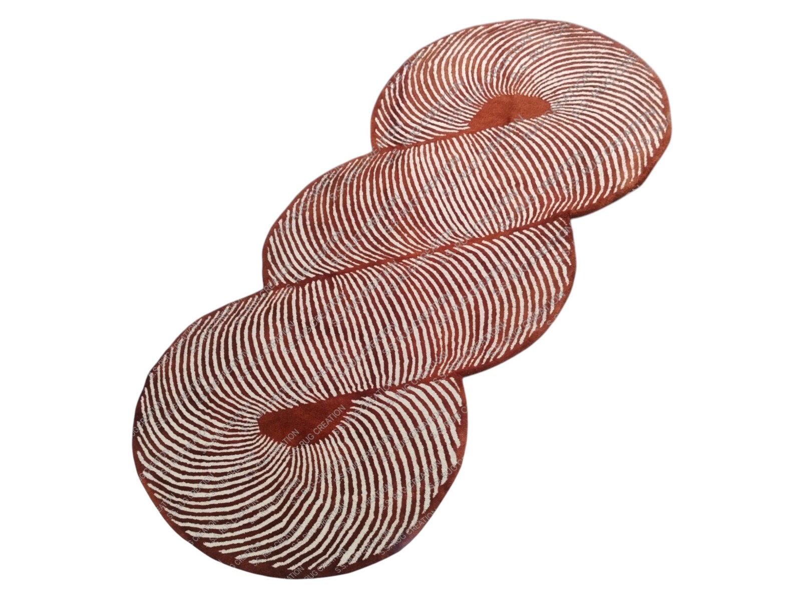 Rust and White Hand-tufted Wool Runner Rug: Irregular Shape, Rust Dip ...