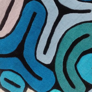 Turquoise Irregular Shape Hand-tufted Wool Area Rugs for Living ...