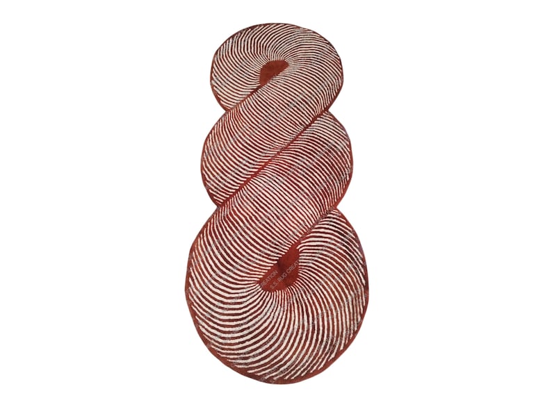 Rust and White Hand-tufted Wool Runner Rug: Irregular Shape, Rust Dip ...