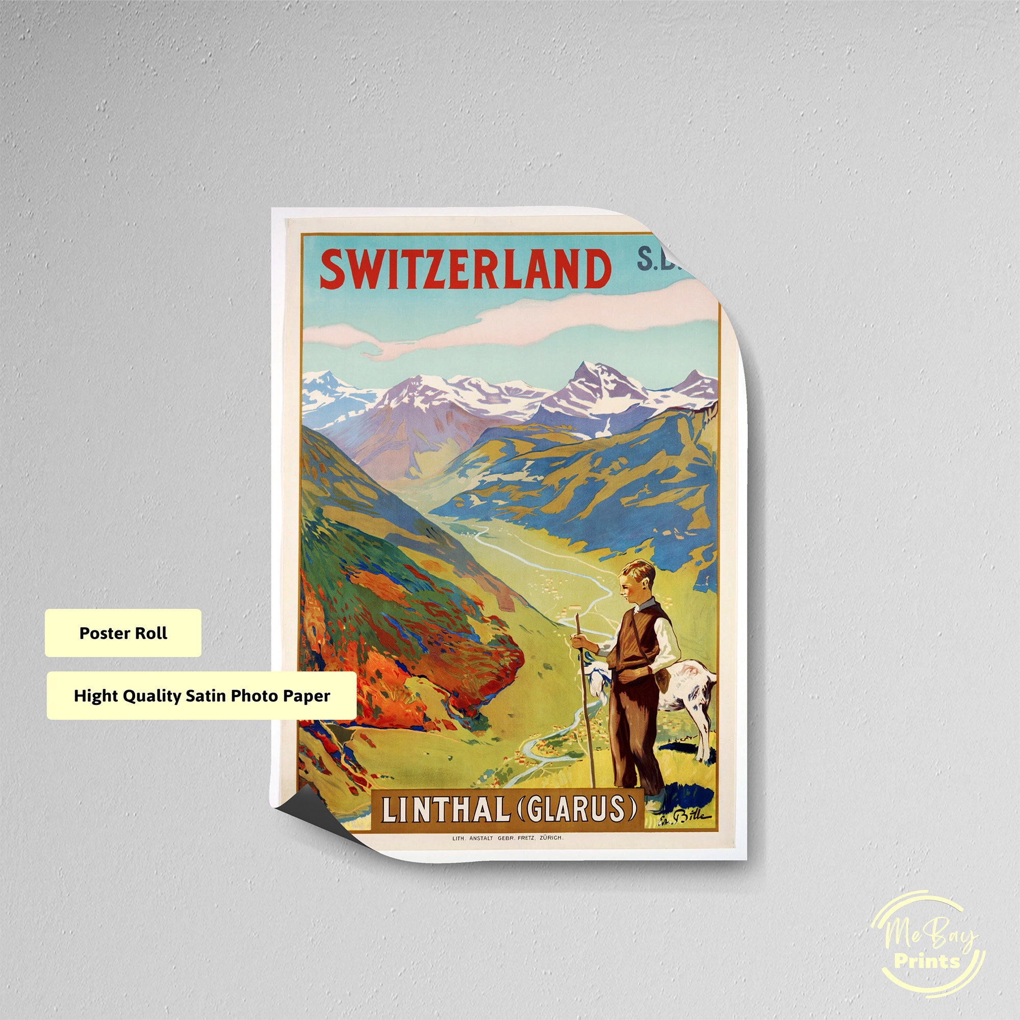 SWITZERLAND Linthal glarus, Travel Poster, Vintage Poster, Vintage Wall Art, Retro Wall Art, Art ...