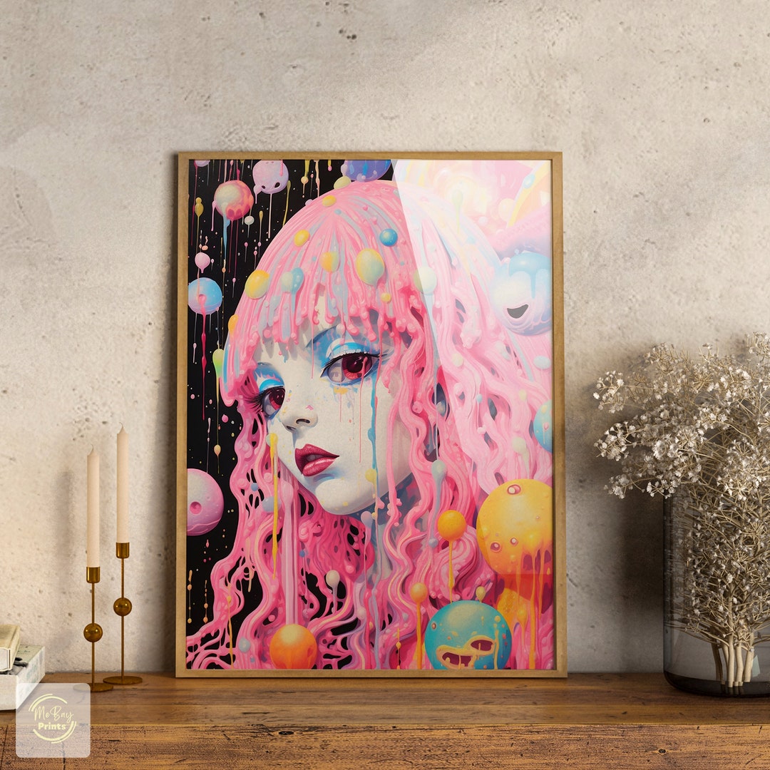 Marginal Pink Vintage Poster, Psychedelic Trippy Poster, Colorful ...