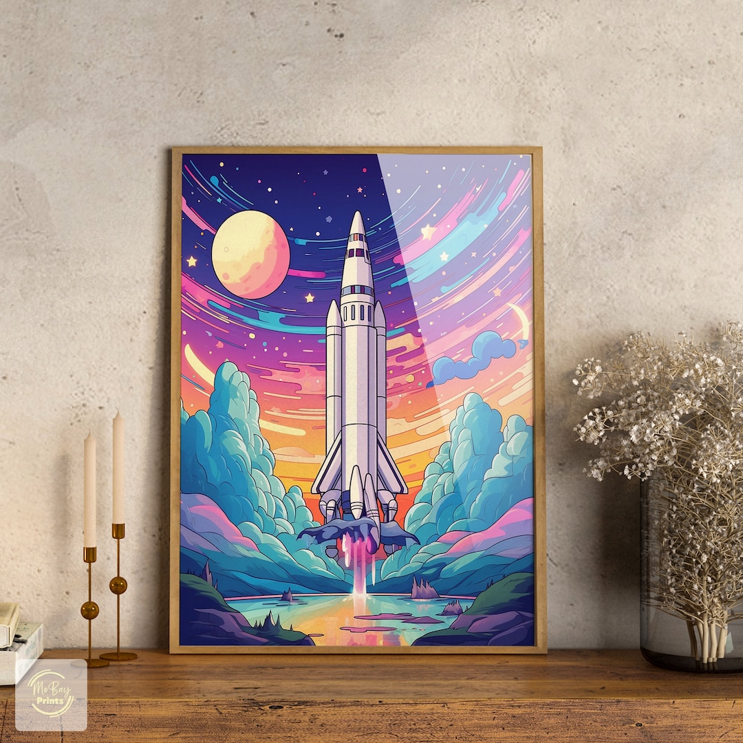 Rocket in the Sky Vintage Poster Psychedelic Trippy Poster - Etsy