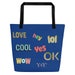 Large Text Graphic Blue Tote Bag 16" X 20" | Large Beach Bag - Etsy