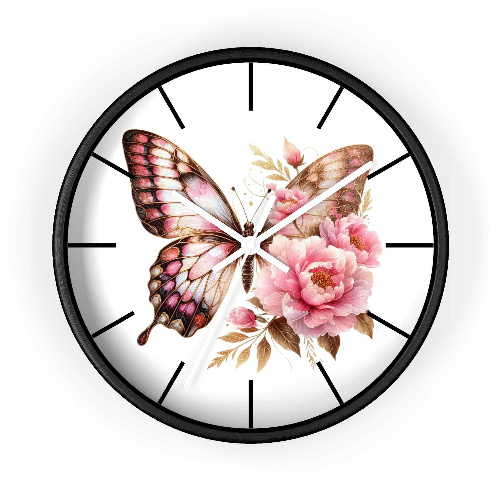 Pink Butterfly Wall Clock - Etsy