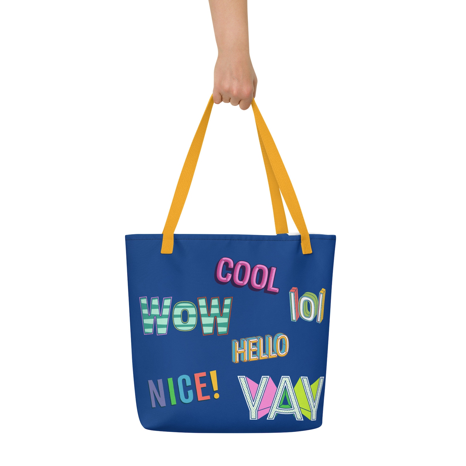Large Text Graphic Blue Tote Bag 16" X 20" | Large Beach Bag - Etsy