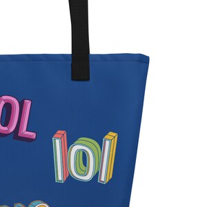 Large Text Graphic Blue Tote Bag 16" X 20" | Large Beach Bag - Etsy
