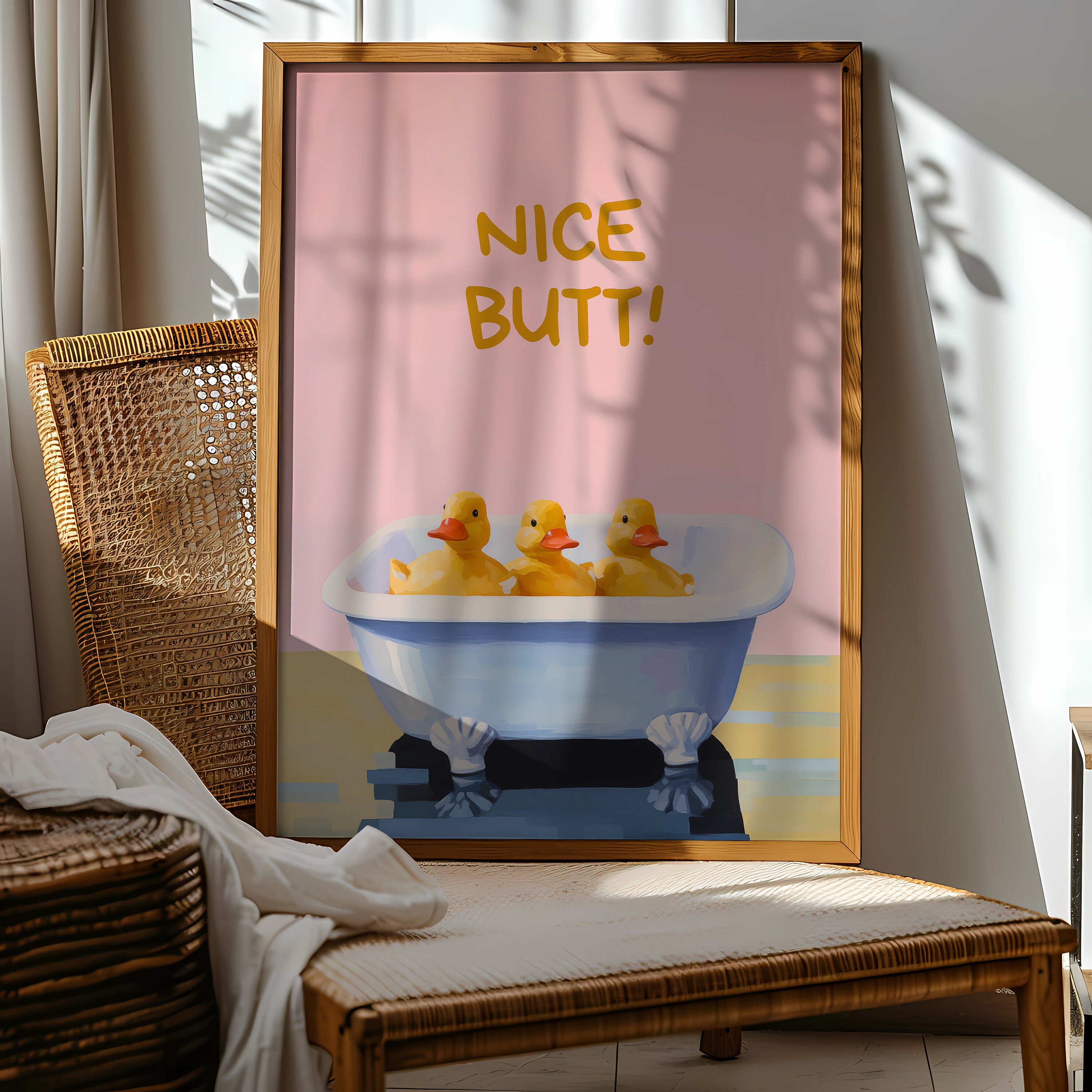 Nice Butt Rubber Ducks Bathroom Art Print: Funny Toilet Poster (digital ...