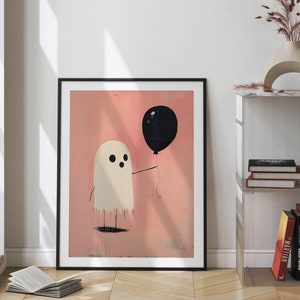 Pink Ghost Printable, Pink Halloween Decor, Ghost Art Print, Halloween ...
