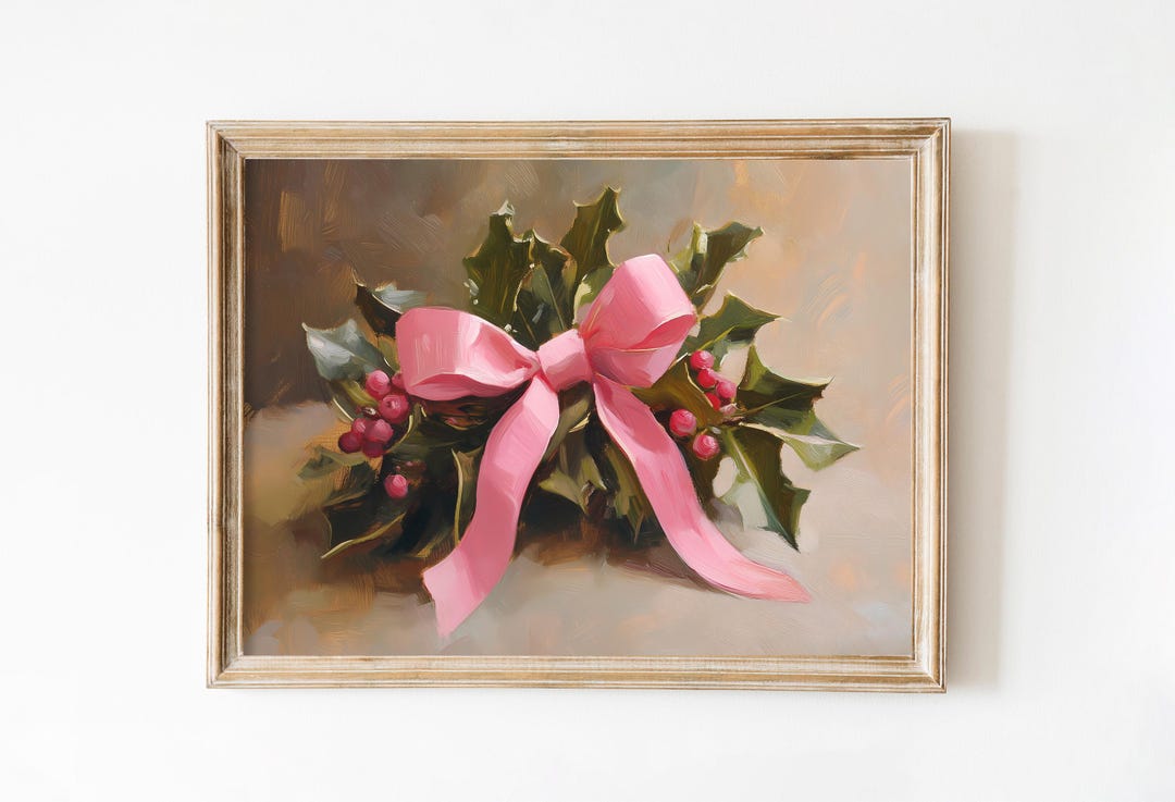 Vintage Christmas Mistletoe Painting Farmhouse Holiday Decor Mistletoe ...