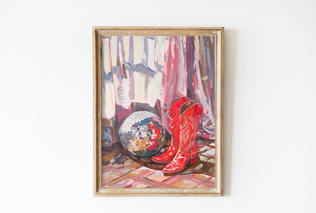 Cowgirl Boot & Disco Ball Print: Western Dorm Decor (digital Download ...