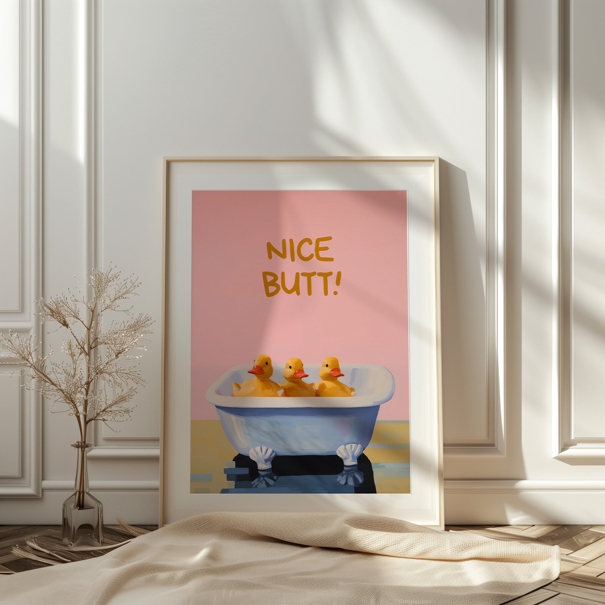 Nice Butt Rubber Ducks Bathroom Art Print: Funny Toilet Poster (digital ...