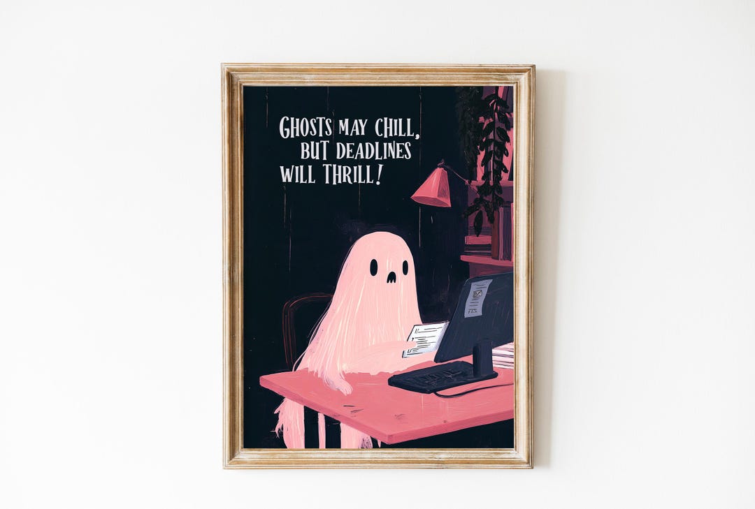 Pink Halloween Decor for Office, Pink Ghost Wall Art, Spooky Gift for ...