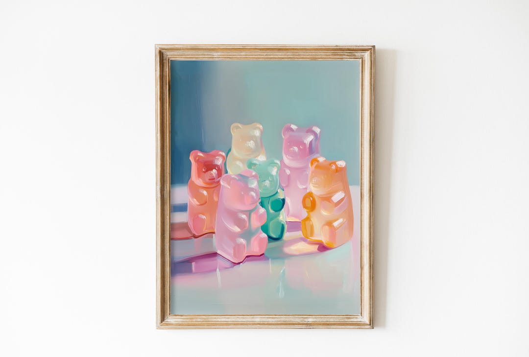 Pop Art Pastel Gummy Bears, Candy Shop Theme, Nursery Wall Art Digital ...