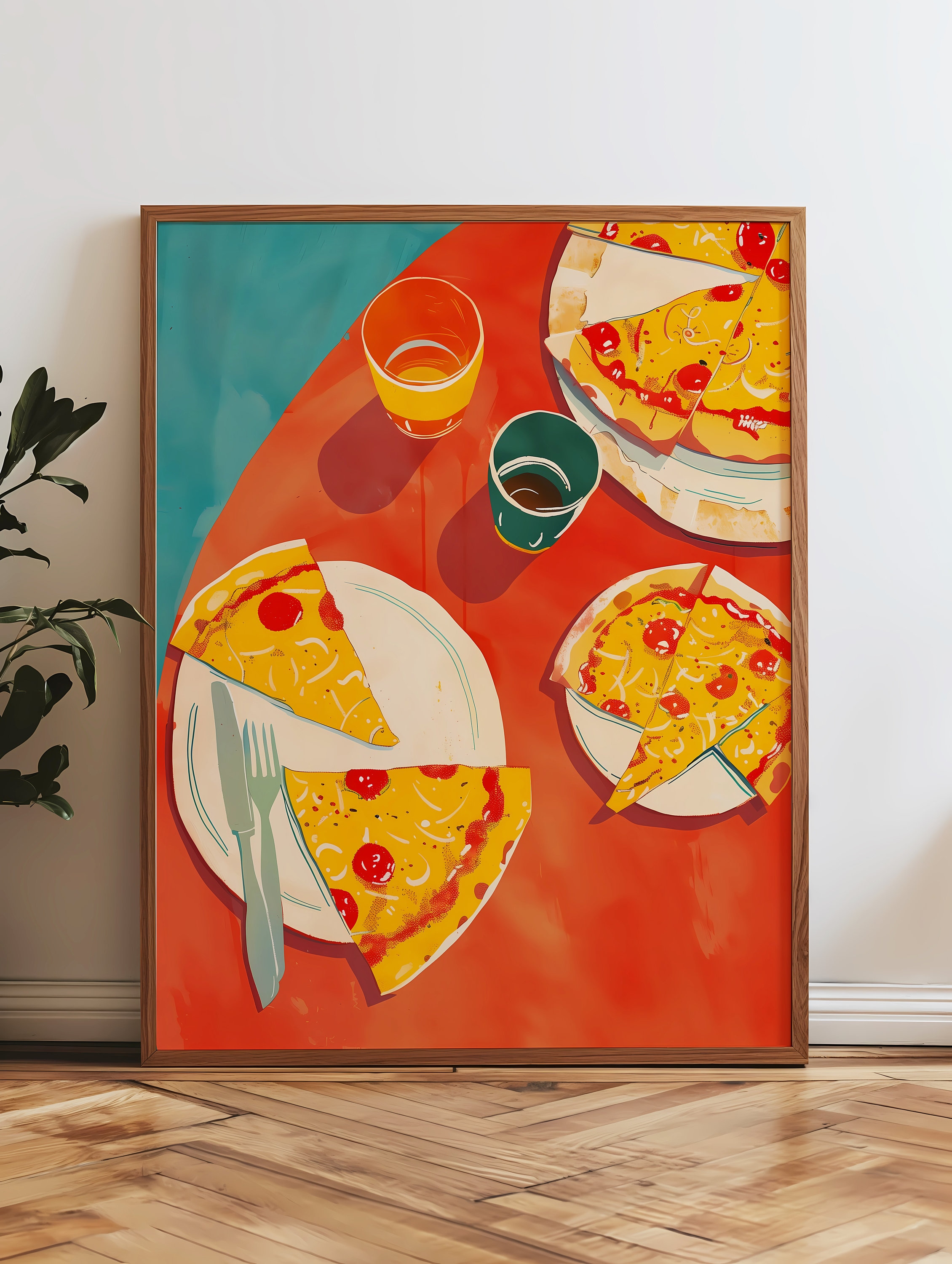 Pizza Party Printable Food Poster Instant Download Kitchen Wall Art ...