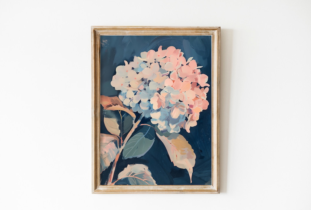 Vintage Hydrangea Flower Print: Dark Moody Botanical Art (digital ...