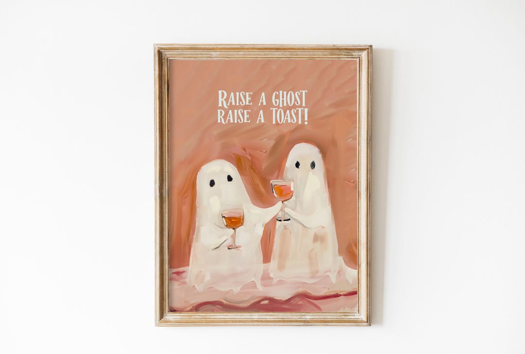 Pink Ghost Printable, Bar Cart Light Pink Halloween Decor, Funny Booze ...