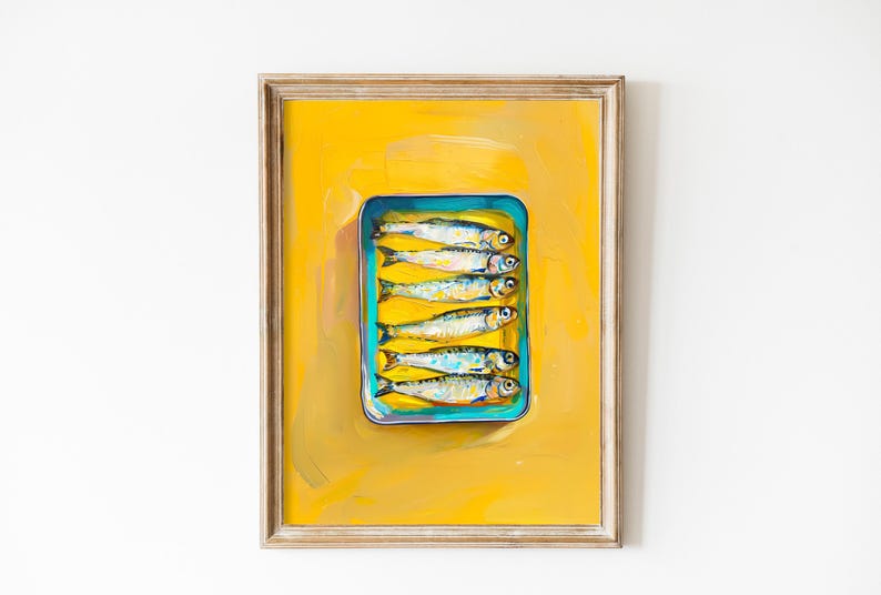 Sardines Tin Art Print: Retro Kitchen Seafood Poster (digital Download ...