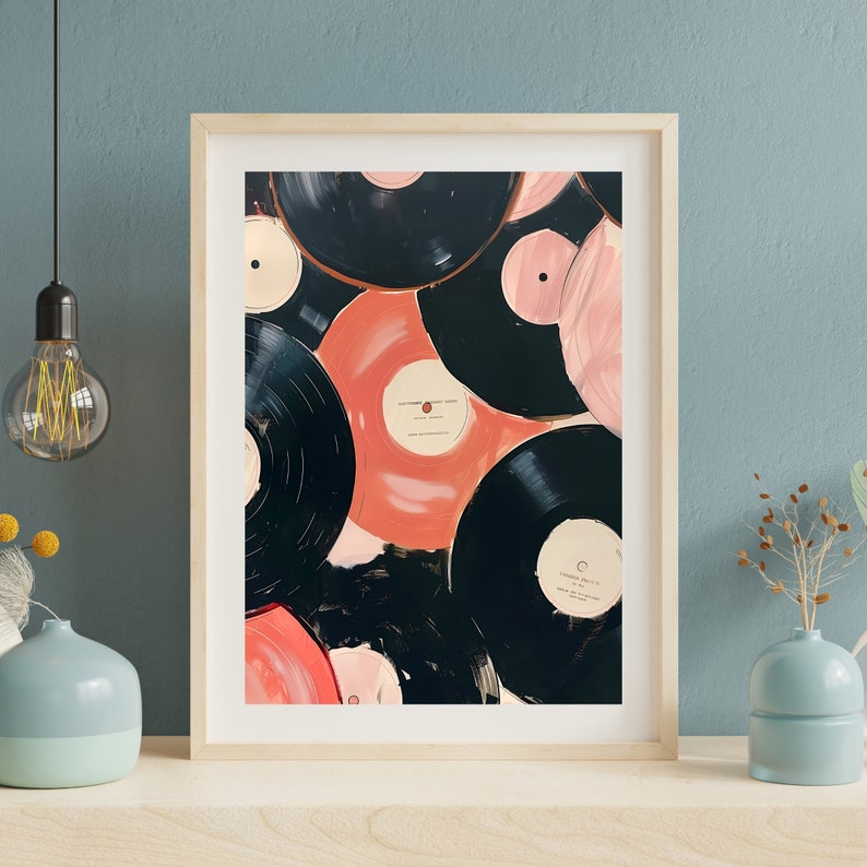 Vintage Record Eclectic Instant Download Home Decor Aesthetic Pink Wall ...
