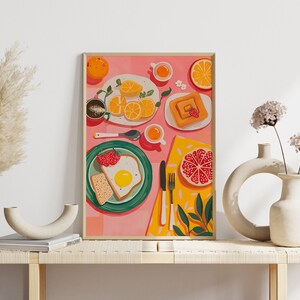 Breakfast Flatlay Food in the Table Wall Art | Sunny Side up Printable ...