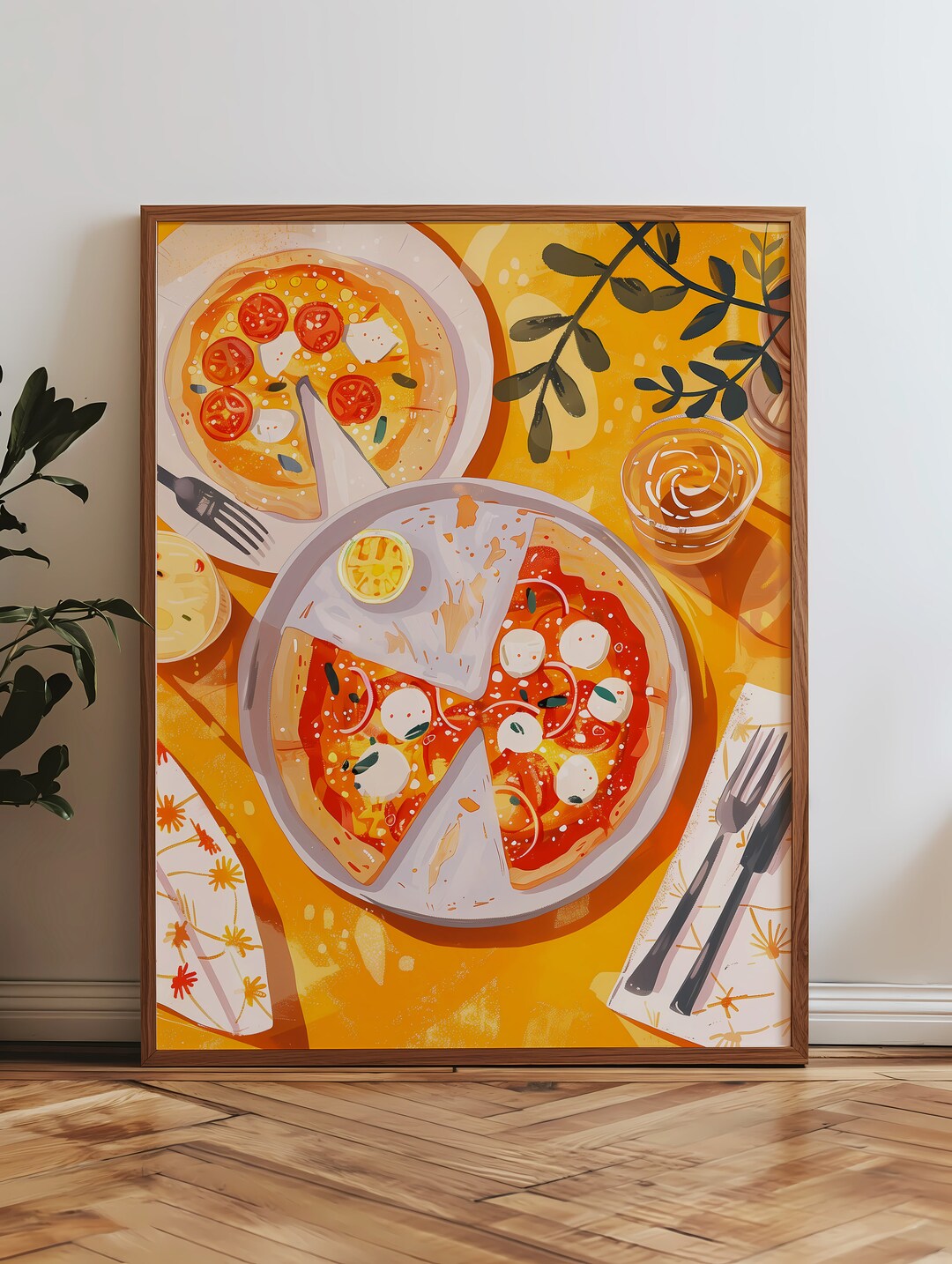 Pizza Party Printable Food Poster Instant Download Kitchen Wall Art ...