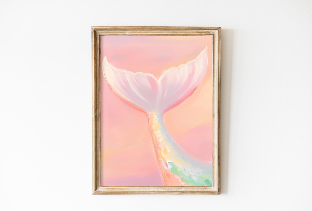 Rainbow Mermaid Tail Art Print: Pastel Nursery Decor (digital Download ...