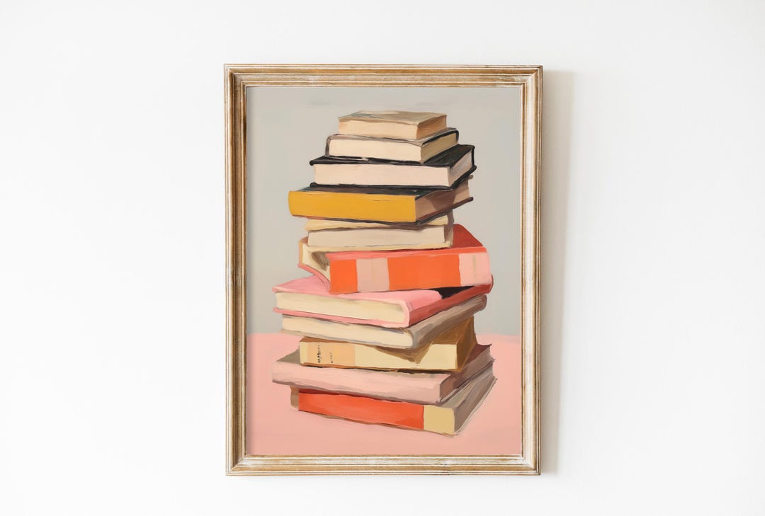 Stack of Books Print: Pastel Colors, Book Lover Gift (digital Print) - Etsy
