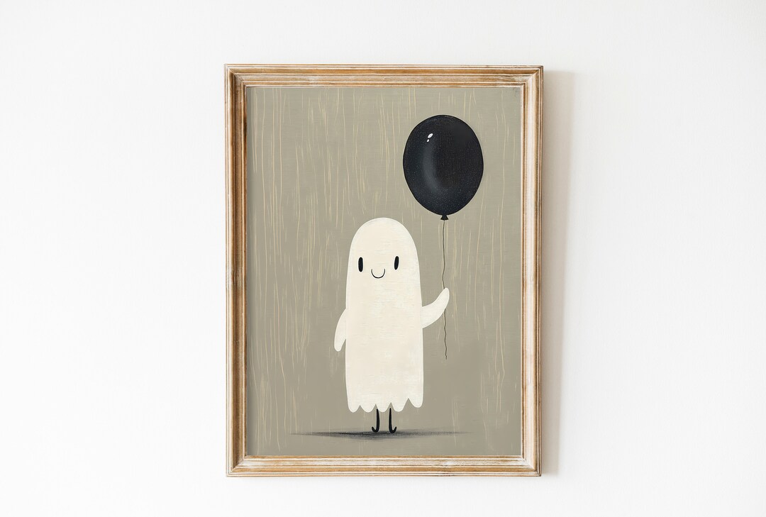 Cute Ghost Printable, Minimalist Halloween Decor Ghost Art Print ...