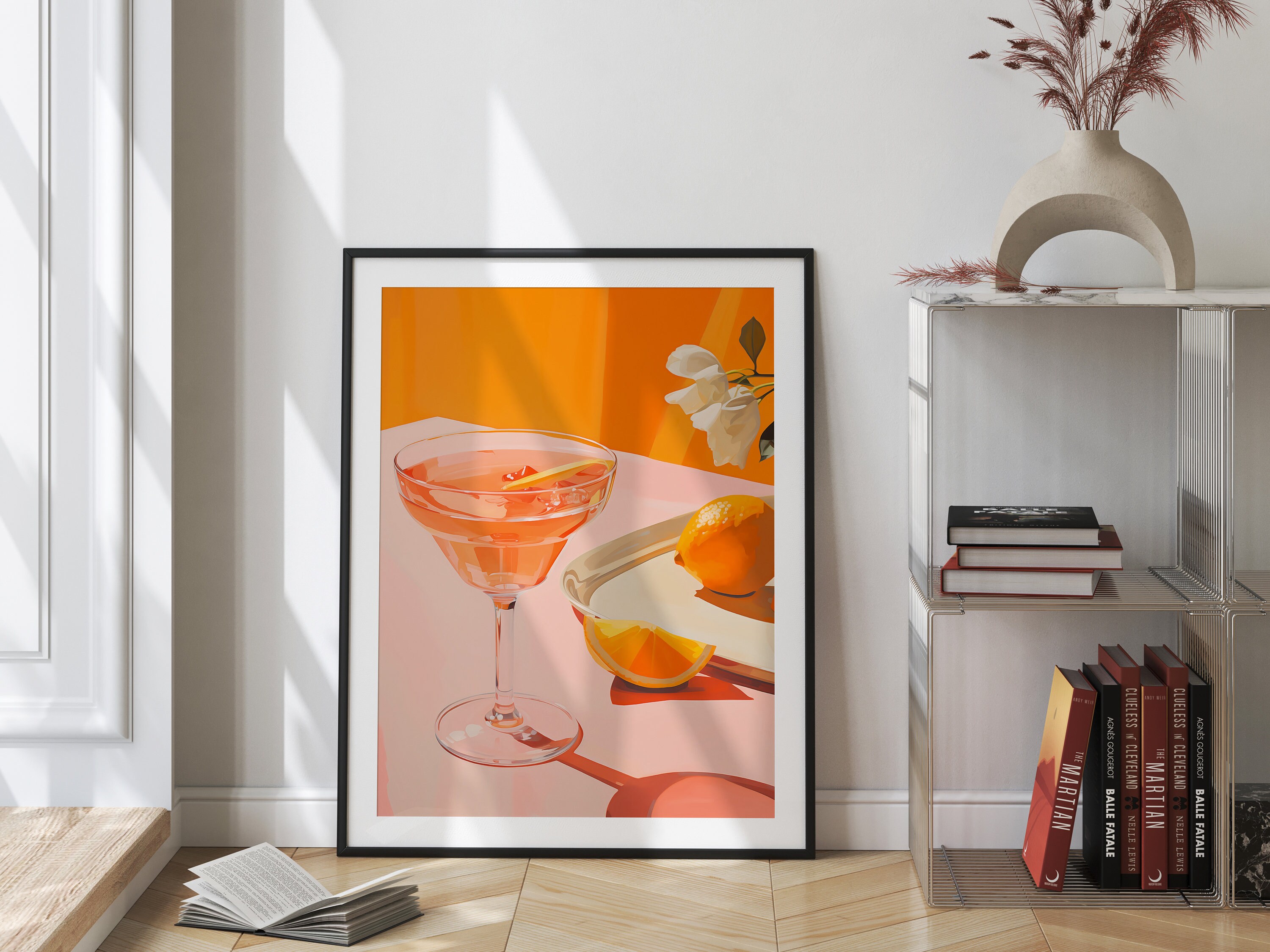 Aperol Spritz Cocktail Print: 70s Pink Bar Cart Art (downloadable Print ...