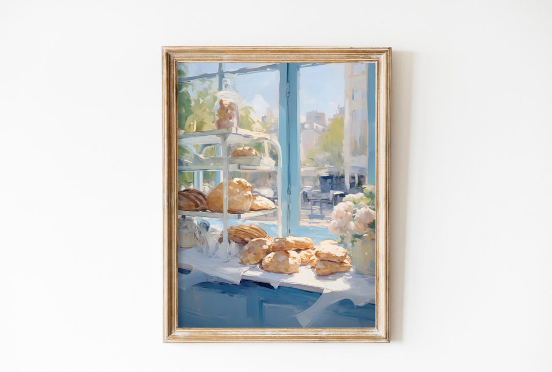 Blue French Bakery Print: Paris Pastry Shop Wall Art (digital Download ...