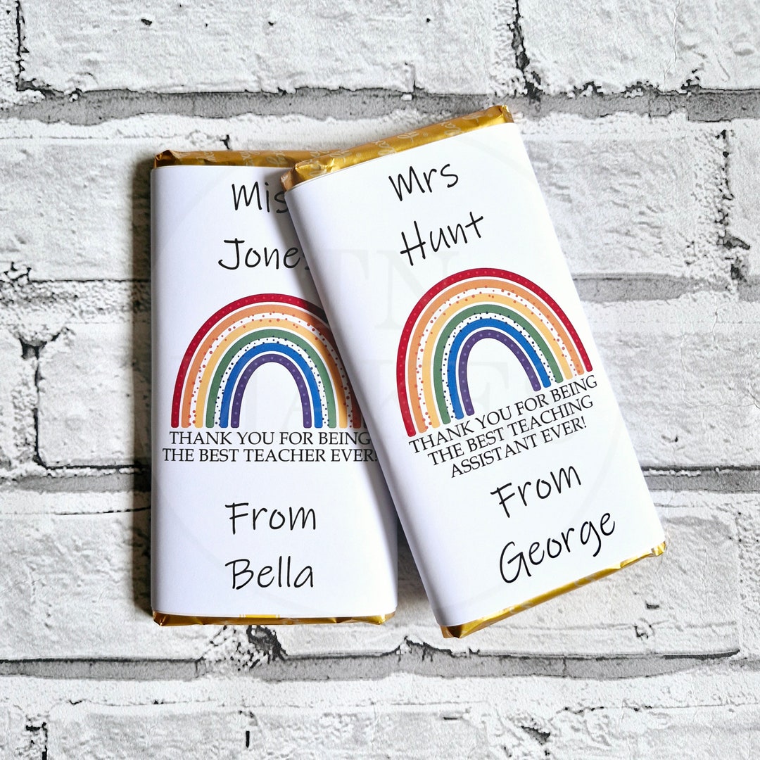 Thank You Teacher Chocolate Bar Wrapper Teacher Chocolate Car Gift ...