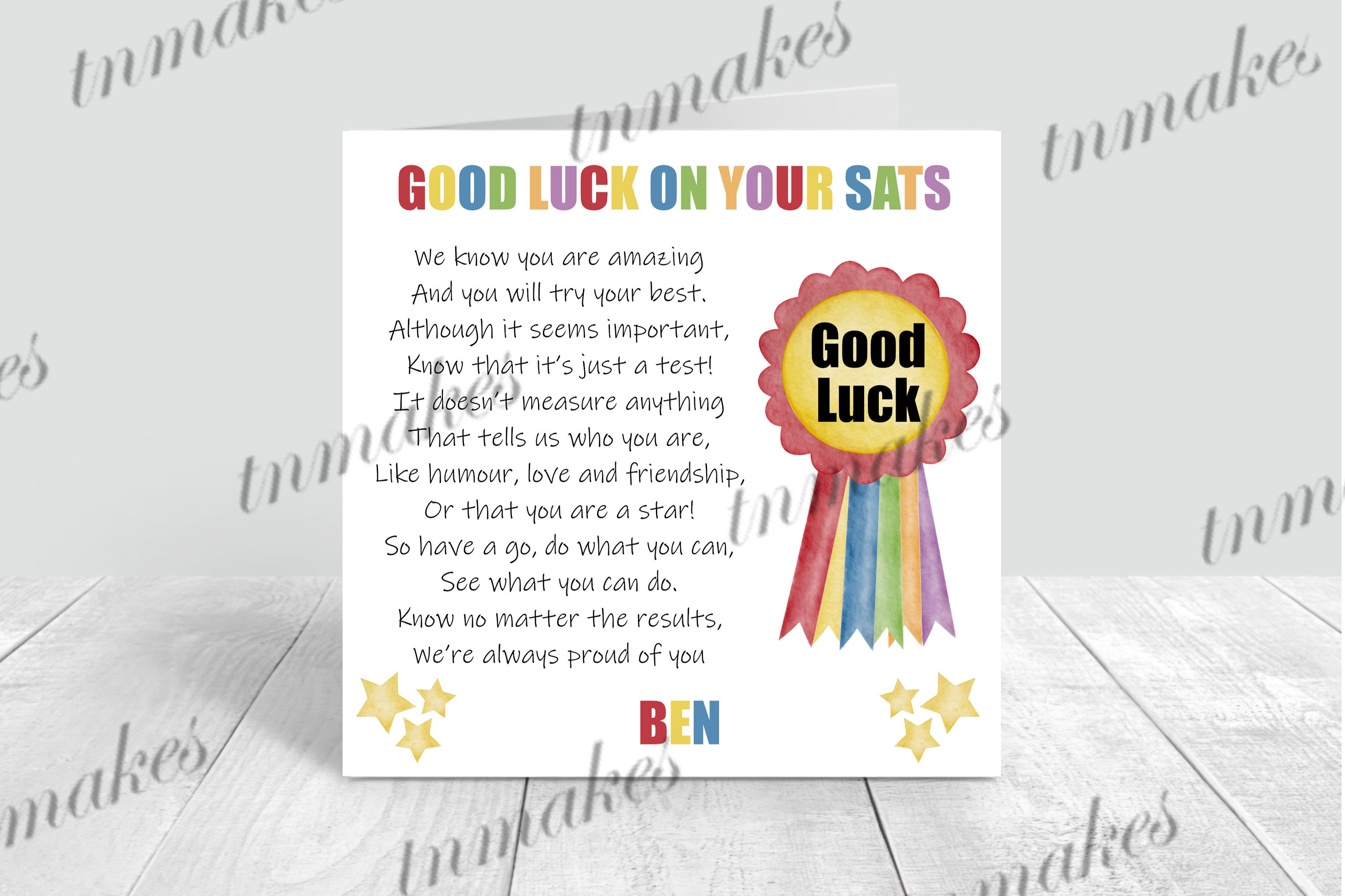 Personalised Sats Good Luck Card, Exam Cards, Year 6 Cards - Etsy