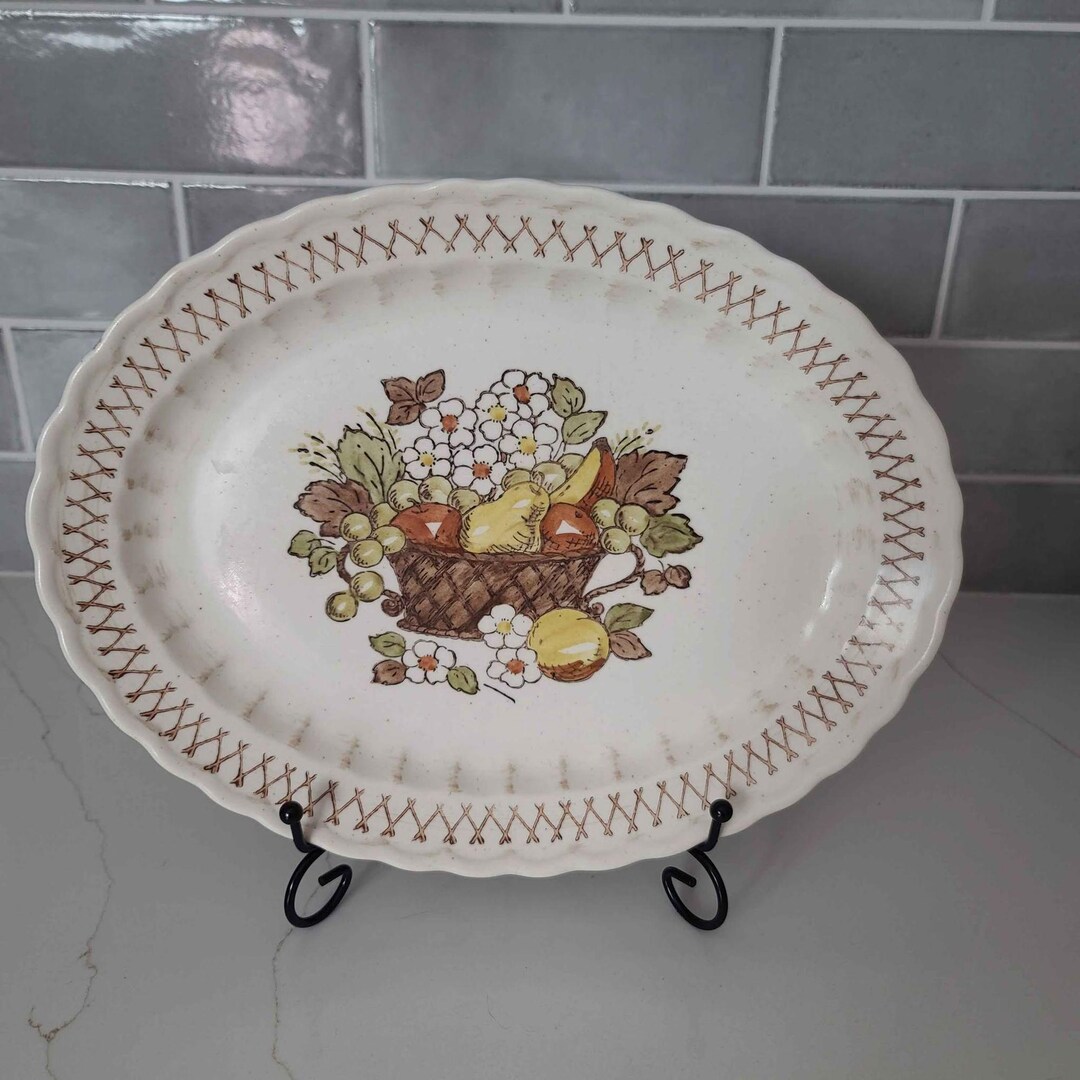Vintage Vernon Ware by Metlox Fruit Basket Medium Oval Serving Platter ...