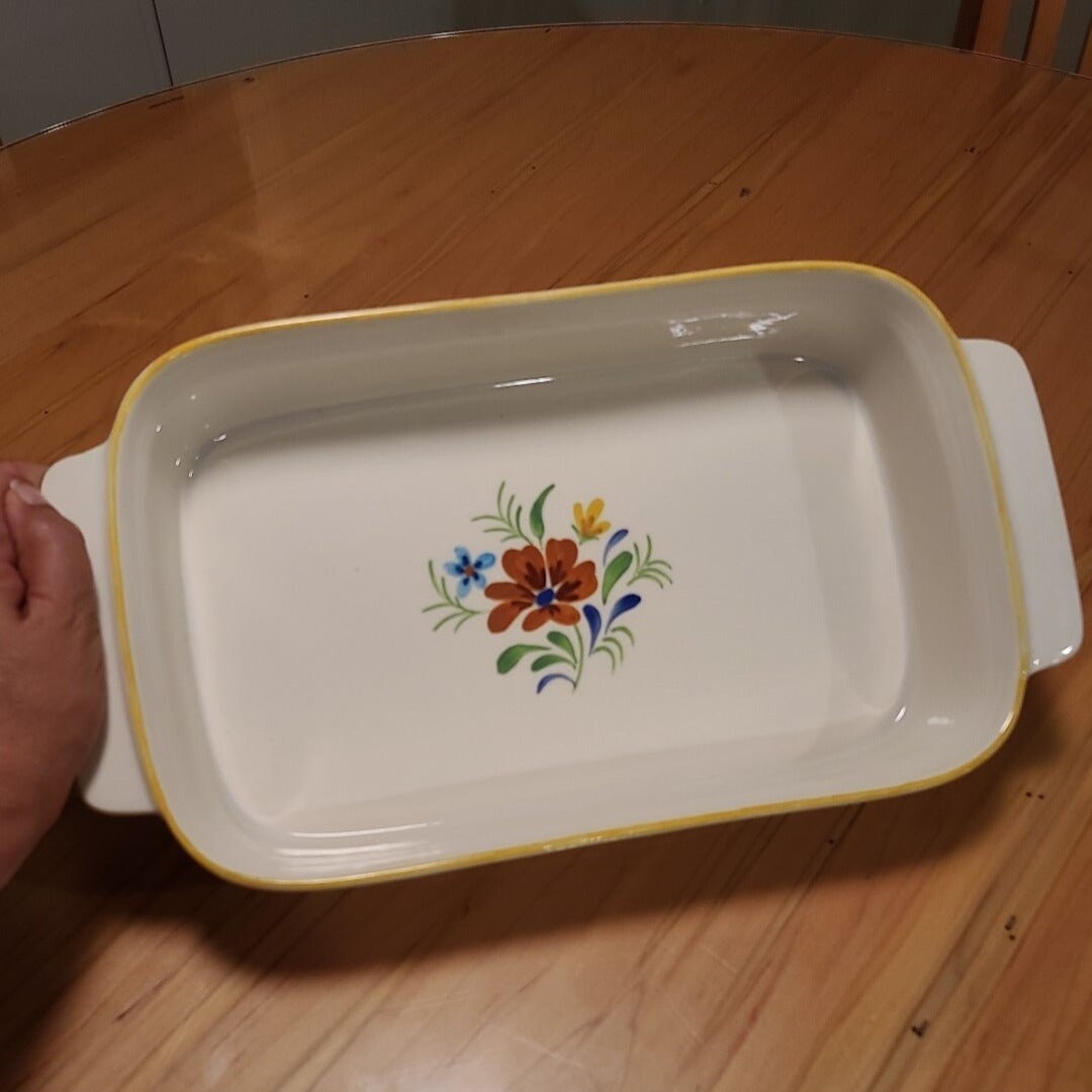 Rare Vintage Metlox Potteries Country Floral Lasagna Casserole Baking ...