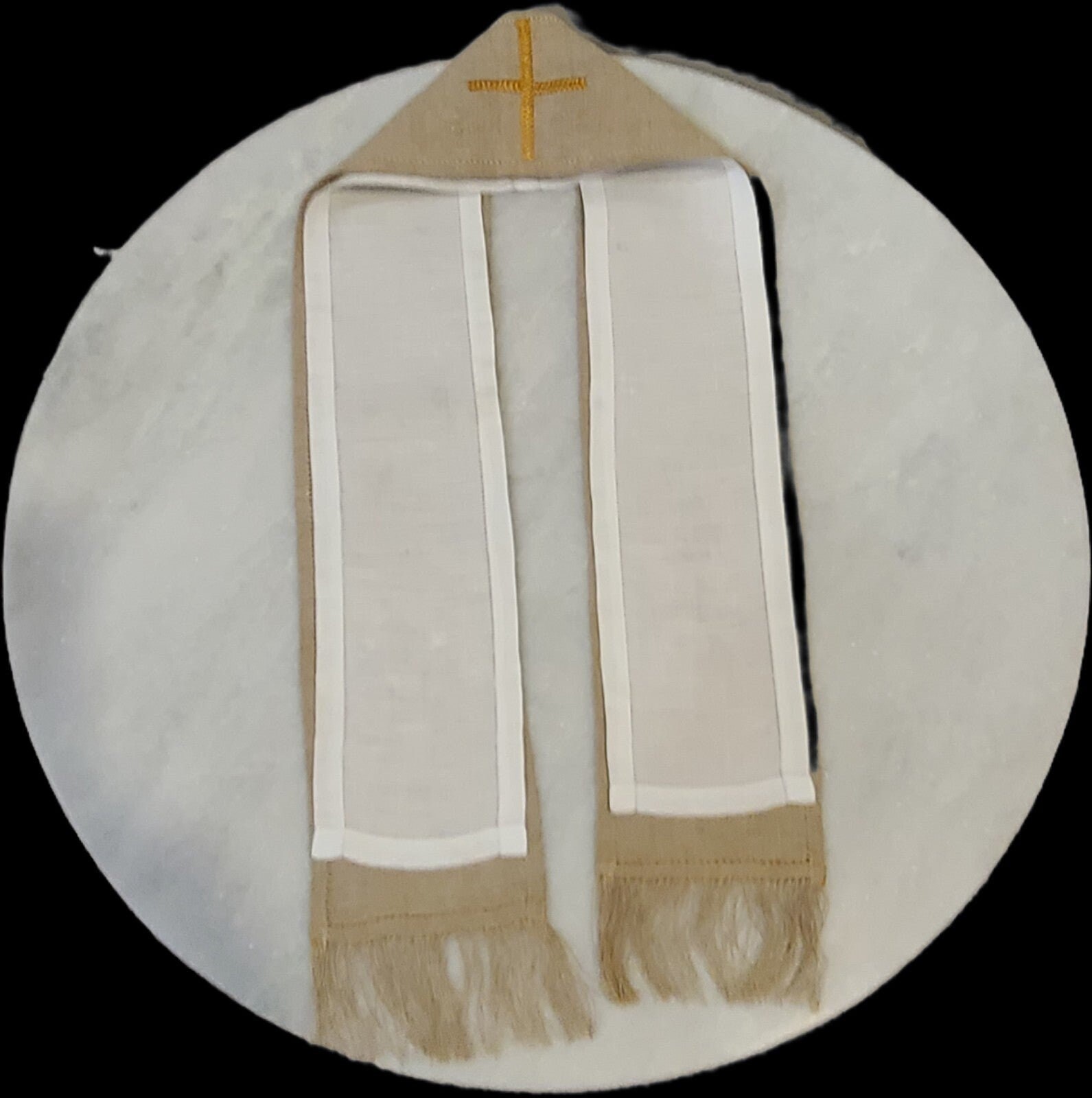 Baptismal Christening Stole Cotton Ecru With Embroidered - Etsy
