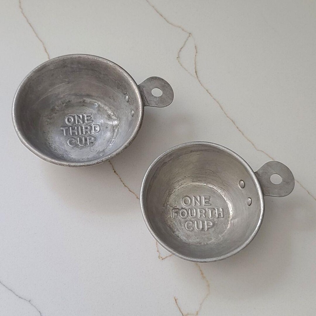 2 Vintage Aluminum Measuring Cups Tab Handle One-third Cup and One-fourth Cup - Etsy