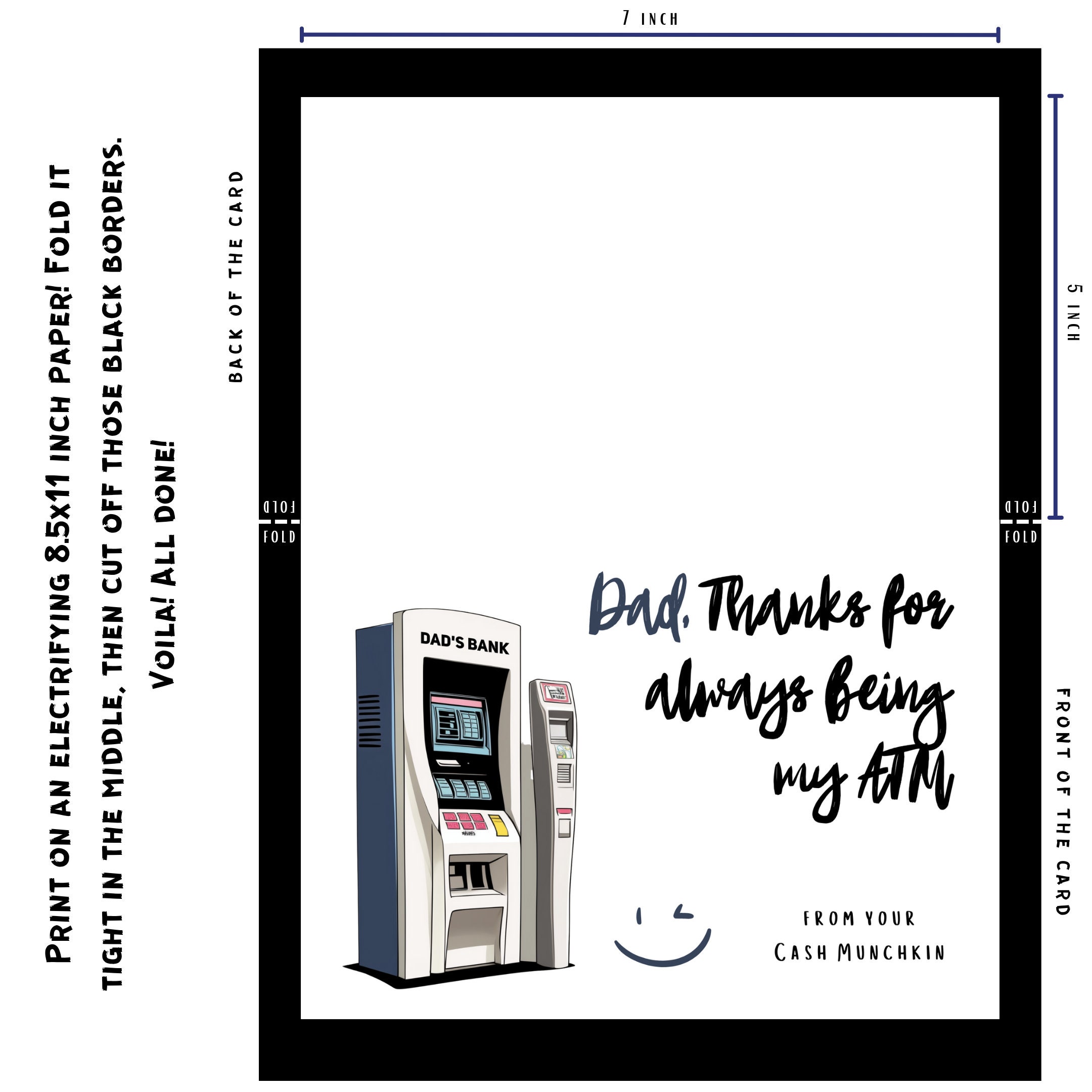 Father's Day Funny Printable Foldable Card Template Fathers Day Card ...