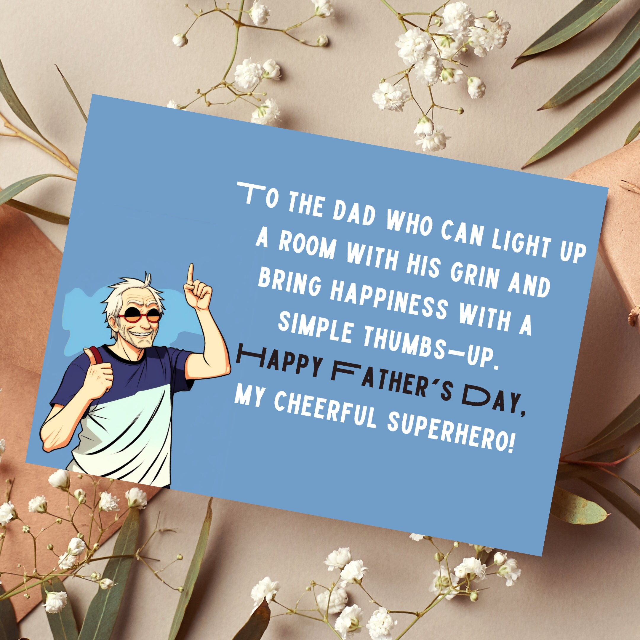 Father's Day Card Printable Cheerful Superhero Available in 16 ...