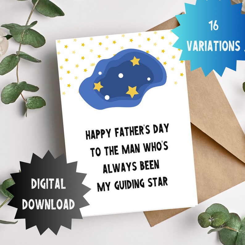 Fathers Day Printable Foldable Card Guiding Father Themed Gift for Dad ...