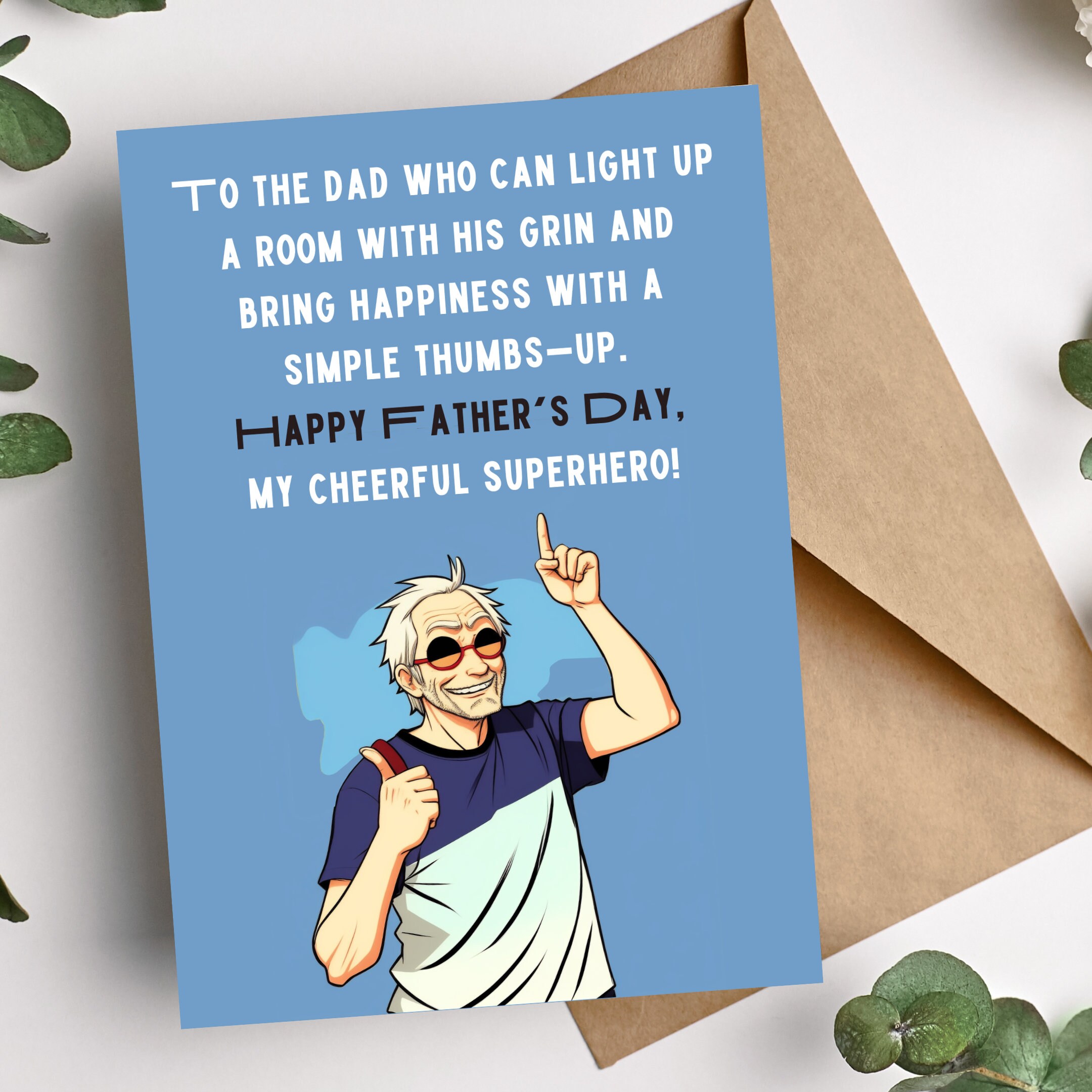 Father's Day Card Printable Cheerful Superhero Available in 16 ...