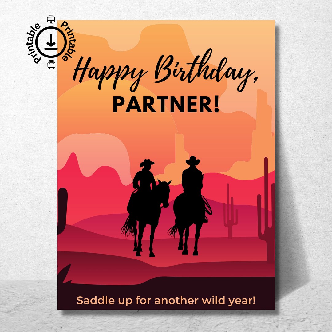 Printable Birthday Card Cowboy Style, Funny Birthday Card, Last Minute ...