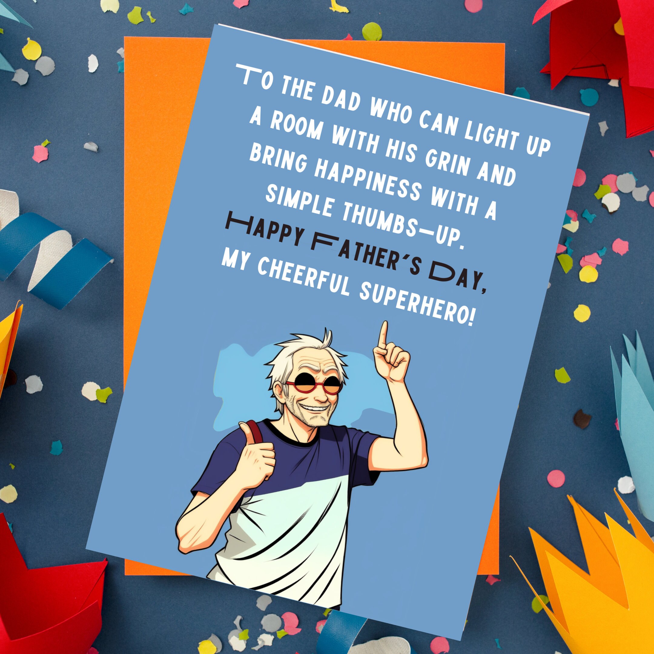 Father's Day Card Printable Cheerful Superhero Available in 16 ...
