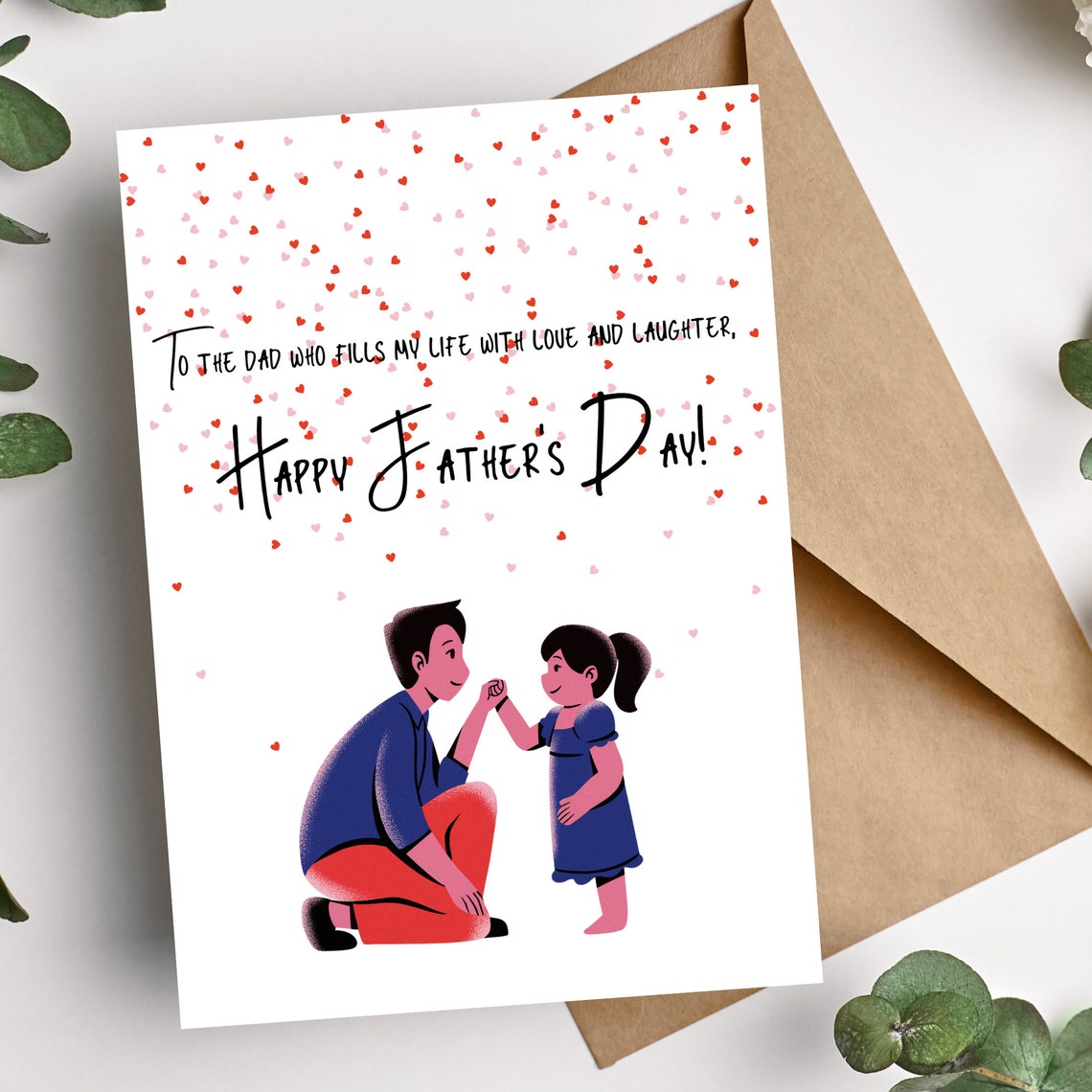 Father's Day Printable Foldable Card Template Gift From Daughter 16 ...