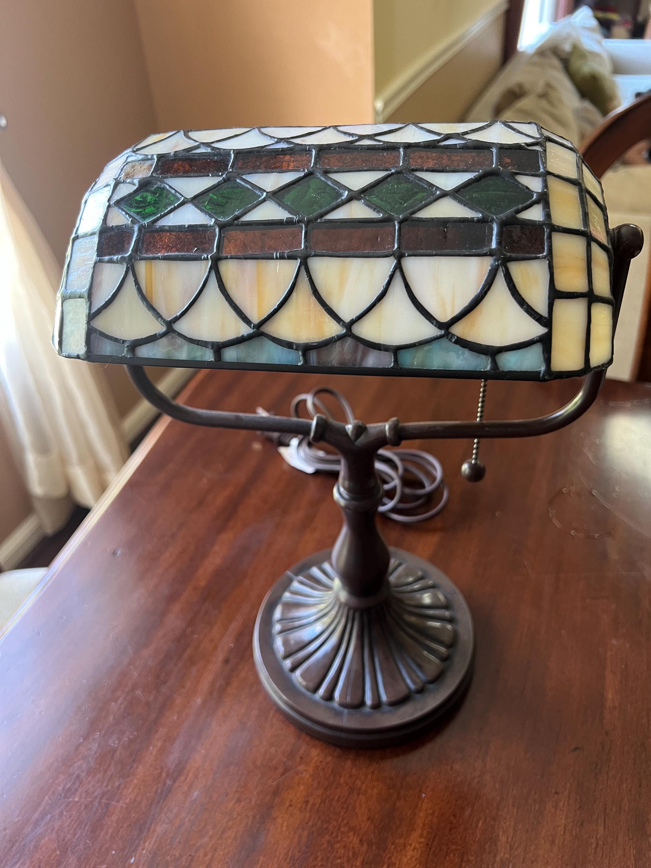 Tiffany Traditional Style Bankers Stained Glass Desk Lamp - Etsy