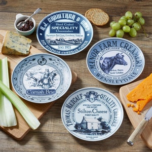 Occasion Set of 4 Porcelain Vintage British Design Cheese Plates - Gift ...