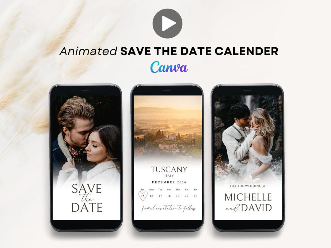 Digital Save the Date Calendar Save the Date Video Animated Save the ...